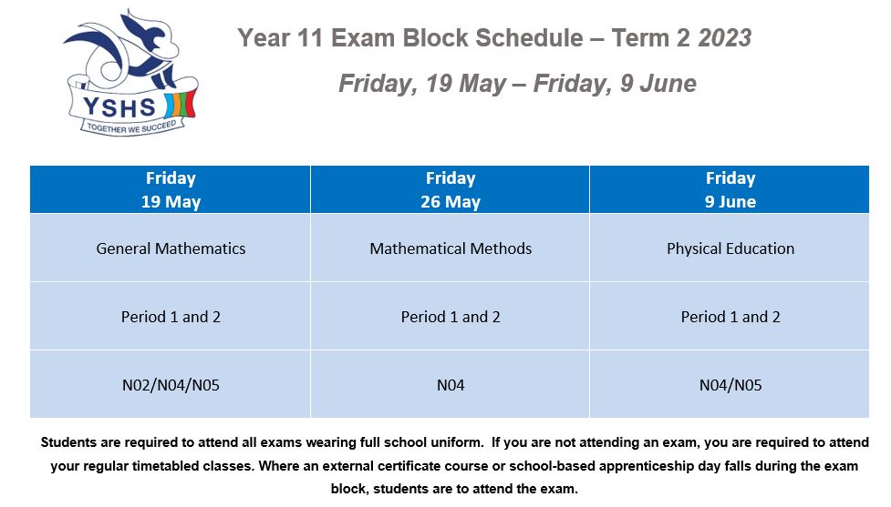Exam timetables
